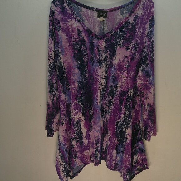 Jostar | Tops | Jostar Purple Abstract Print Stretch Tunic Size Xl ...